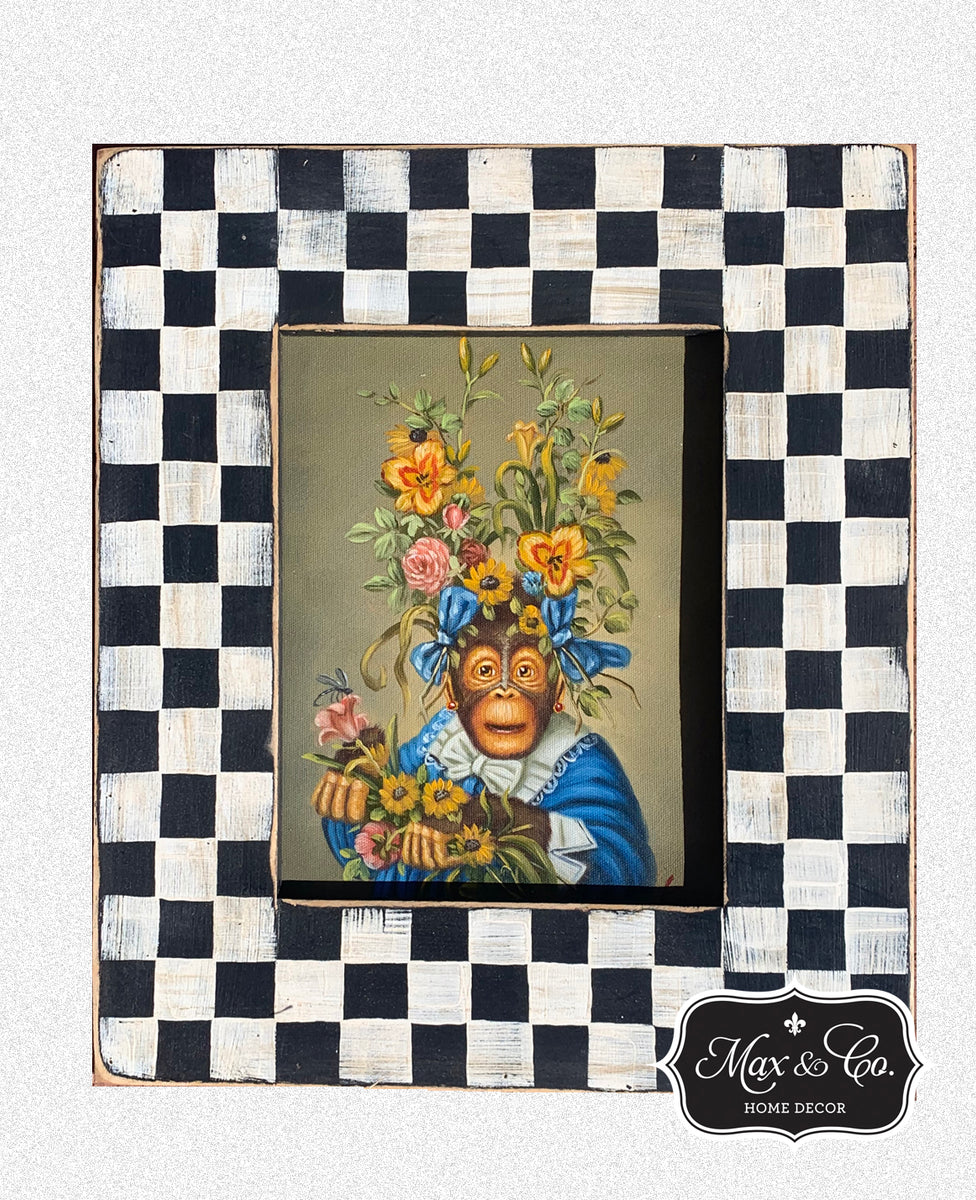 Funky Monkey Wall Art - Blue Flowers – Max and Company